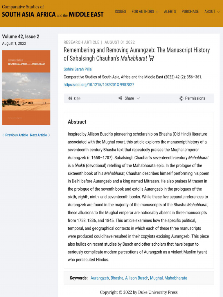 Remembering and Removing Aurangzeb The M | PDF