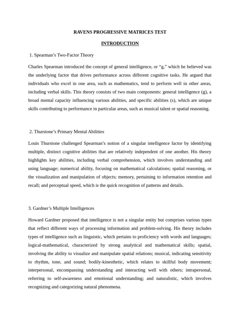 Ravens Progressive Matrices Test. SS | PDF | Intelligence | Neuroscience