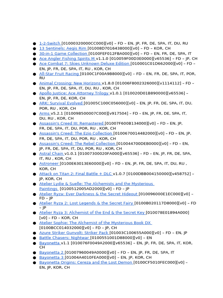 R4 Switch Games List | PDF | Mario | Video Game Franchises