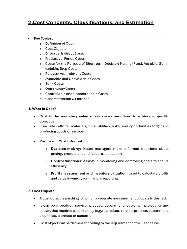 Management Accounting Cost Concept and Classification | PDF | Cost Of ...