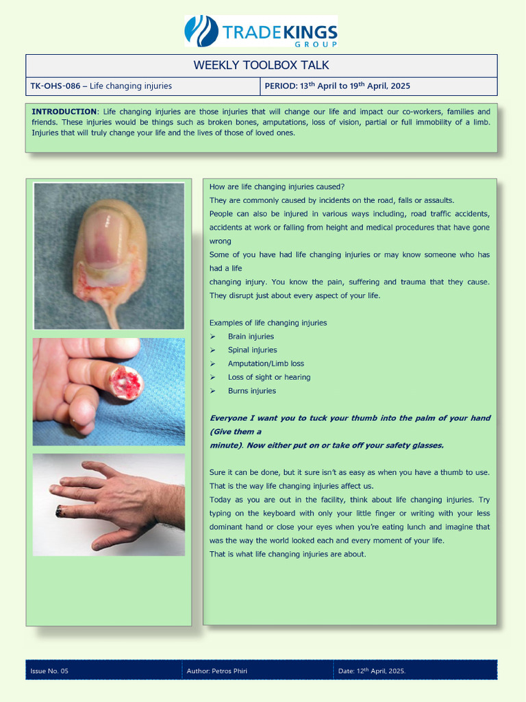 TK-OHS-086 Life Changing Injuries - V5 | PDF