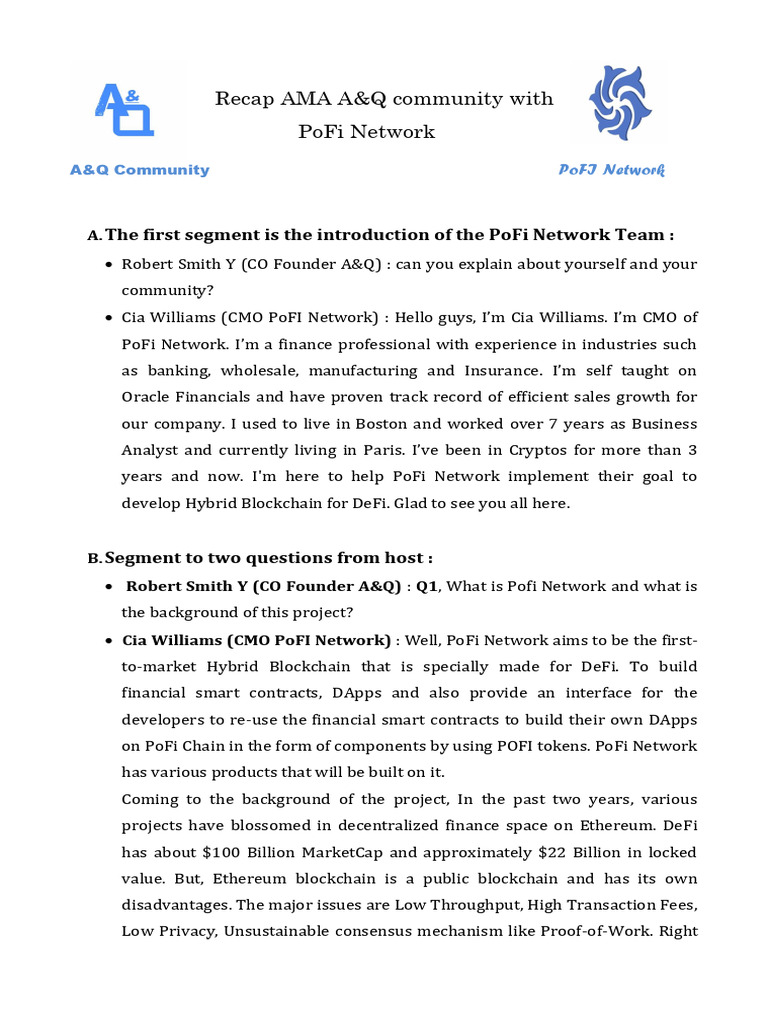 AMA Recap PoFI Network | PDF | Cryptocurrency | Distributed Computing