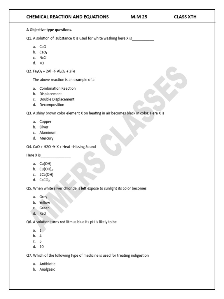 A Objective Type Questions | PDF | Hydroxide | Sodium Carbonate