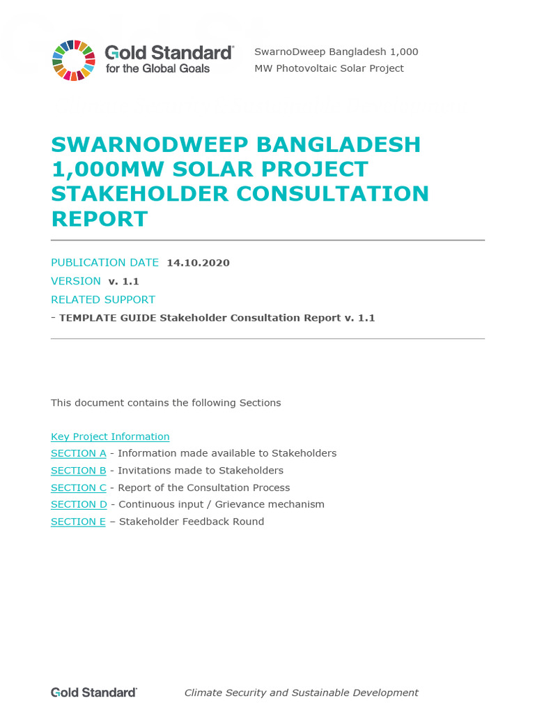 SwarnoDweep 1,000MW Solar Project Report | PDF | Electricity Generation ...