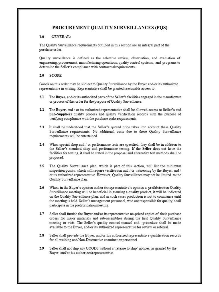 Procurement Quality Surveillance Guidelines | PDF | Procurement | Verification And Validation