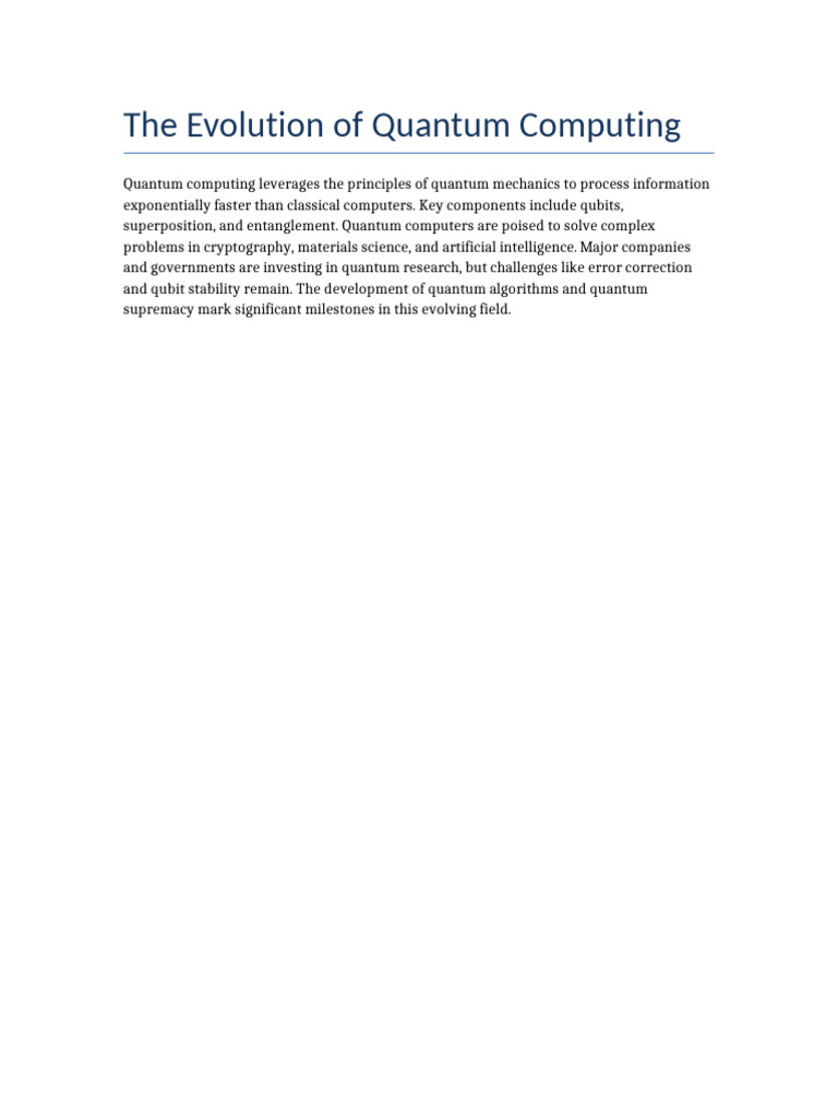 The Evolution Of Quantum Computing Pdf