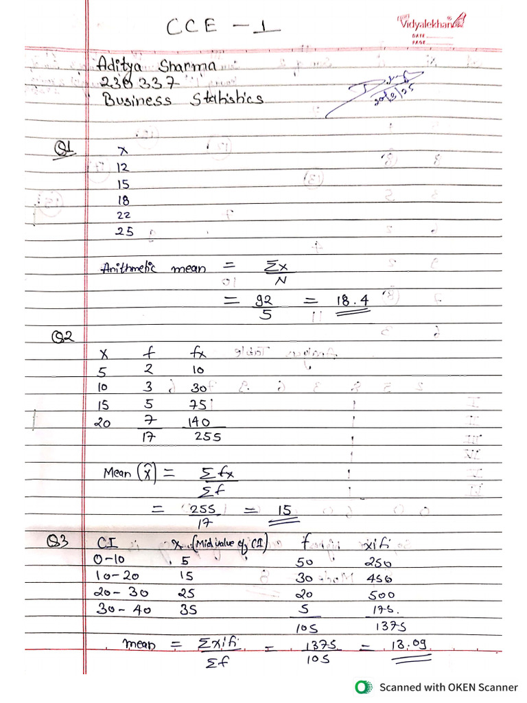 cc1 Business Statistics | PDF