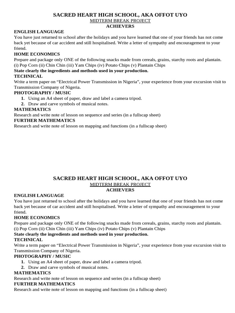 Midterm Break Project Achiever | PDF