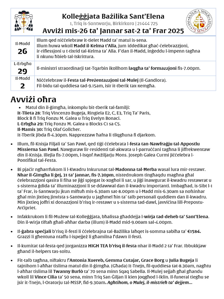 Avvizi 2 Ta' Frar 2025 | PDF