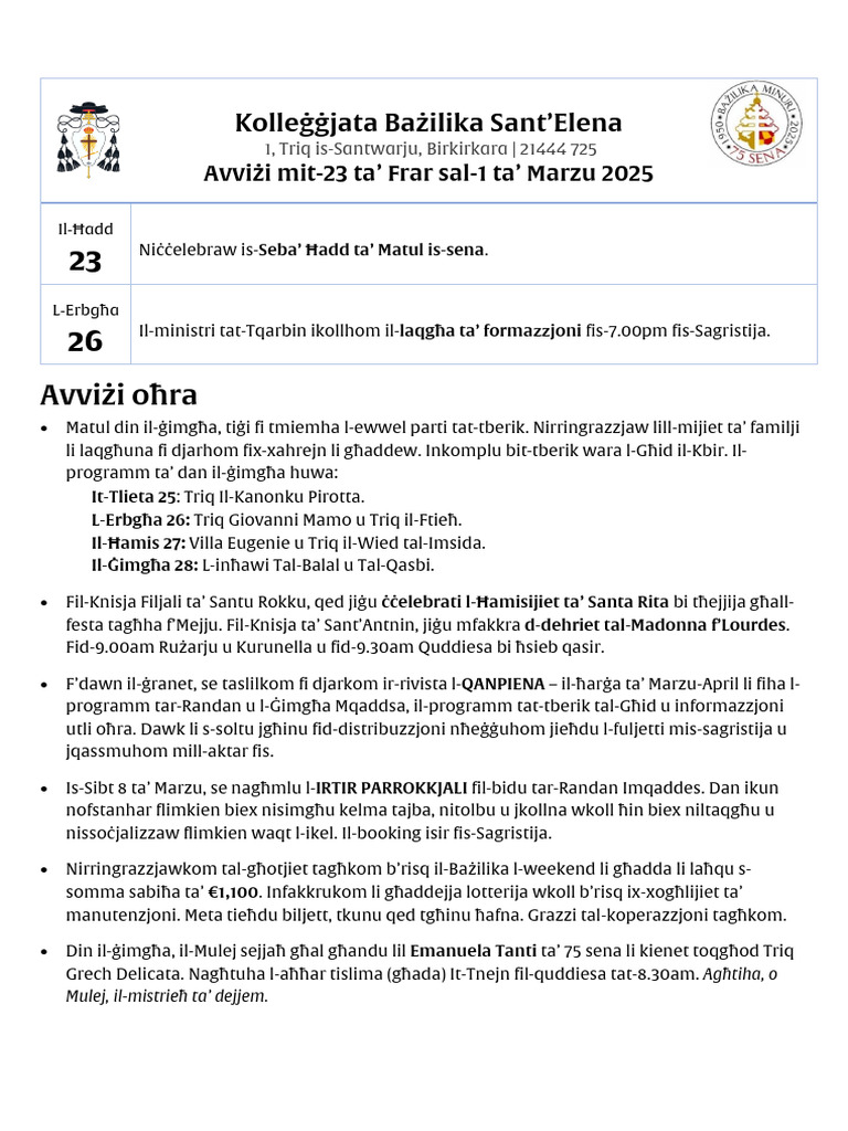 Avvizi 1 Ta' Marzu 2025 | PDF