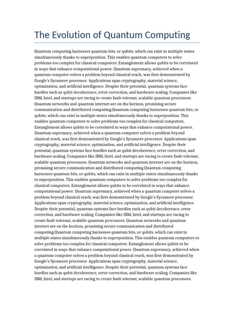 Quantum Computing: Evolution and Challenges | PDF | Quantum Computing | Quantum Entanglement