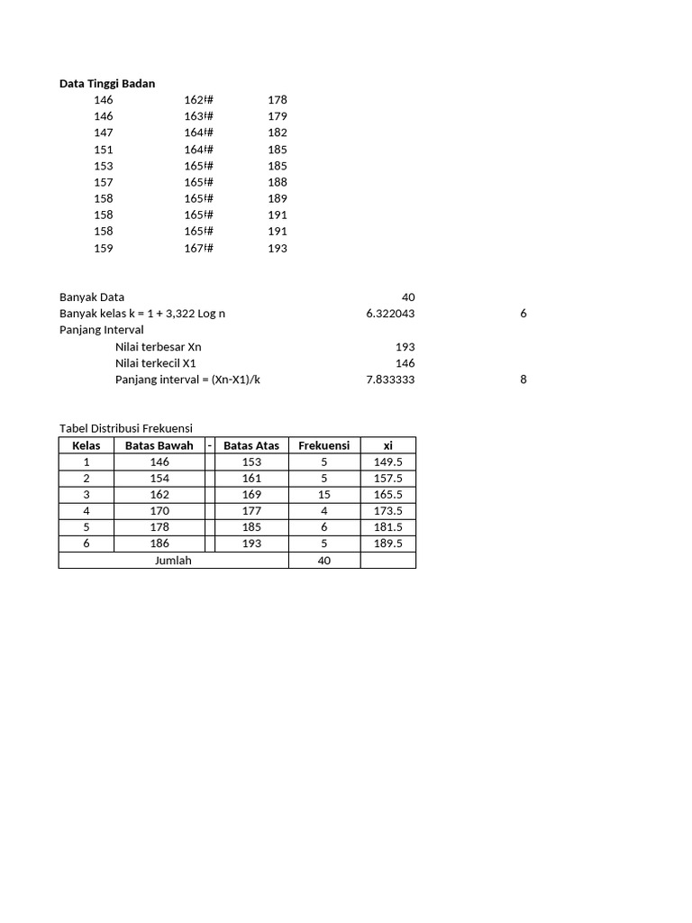 Materi Excel DF Tinggi Badan | PDF