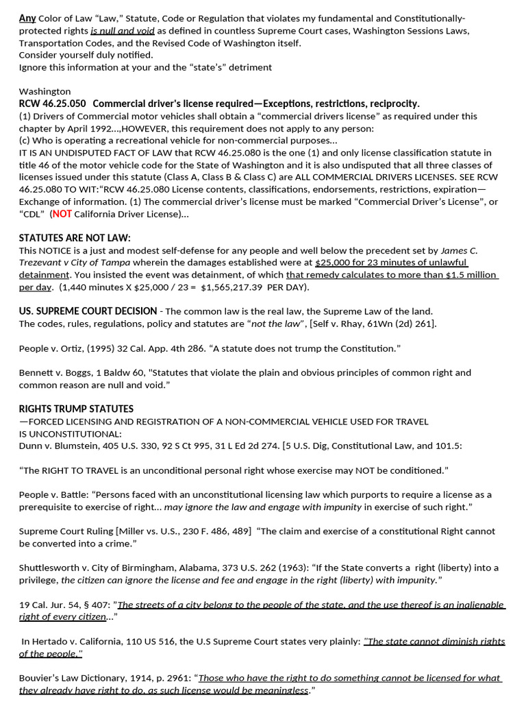 Civil Rights-Travel-License-Registration - Statutes Regulations Codes ...