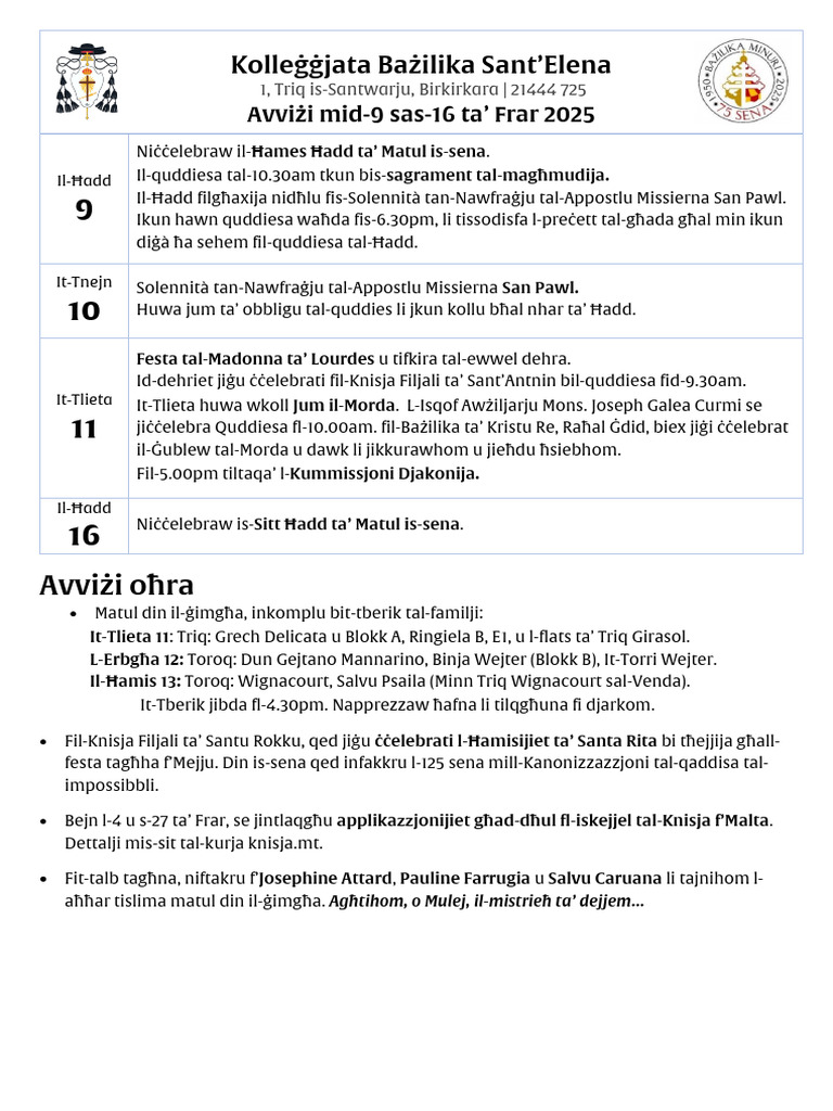 Avvizi 16 Ta' Frar 2025 | PDF