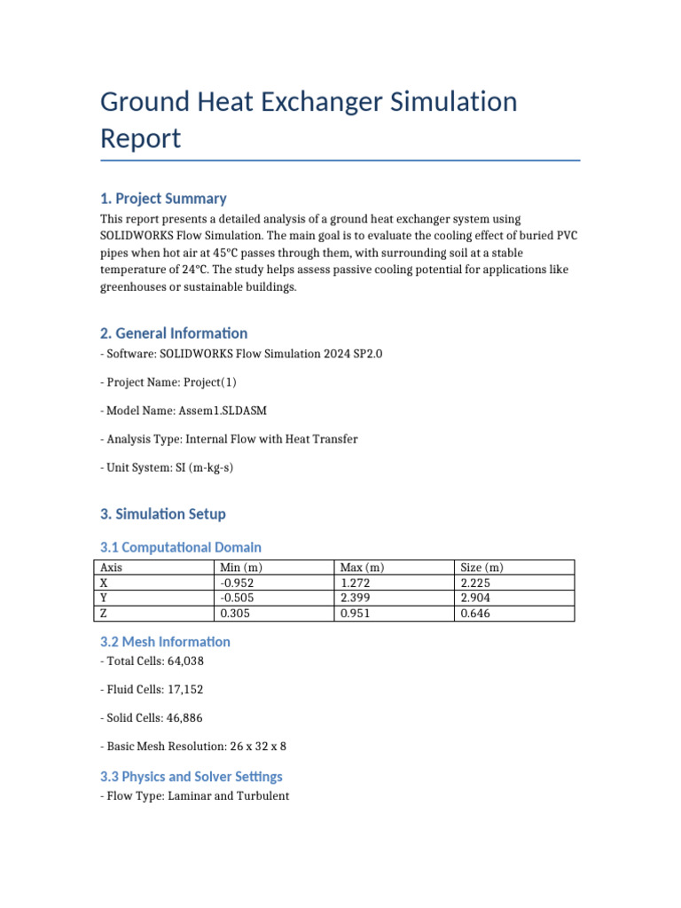 Ground Heat Exchanger Cooling Analysis | PDF | Fluid Dynamics | Heat ...