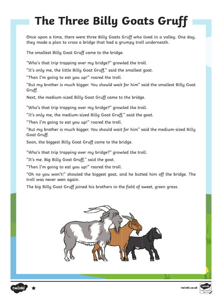 Stories. The Three Billy Goats Gruff | PDF