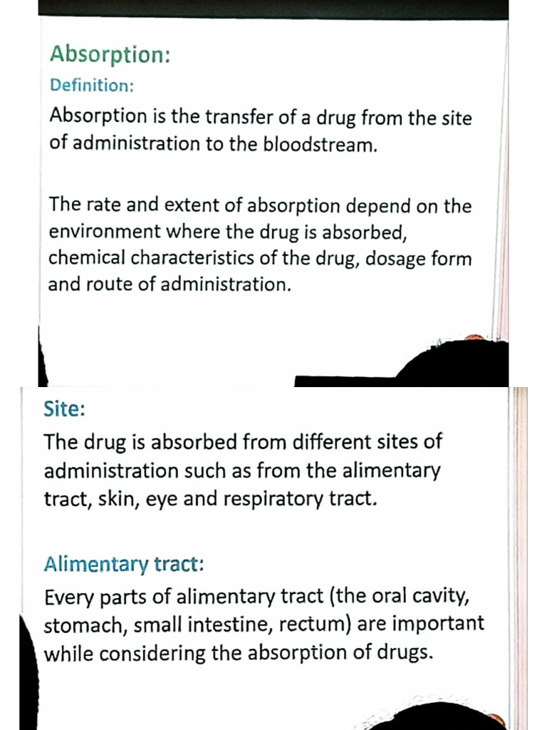 Pharmacokinetics (Absorption) | PDF
