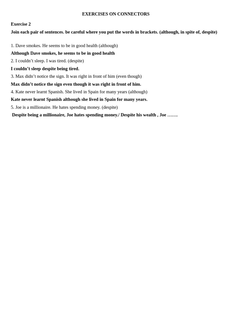 Linkers of Contrast 2ºBAC KEY Exerc.2 | PDF