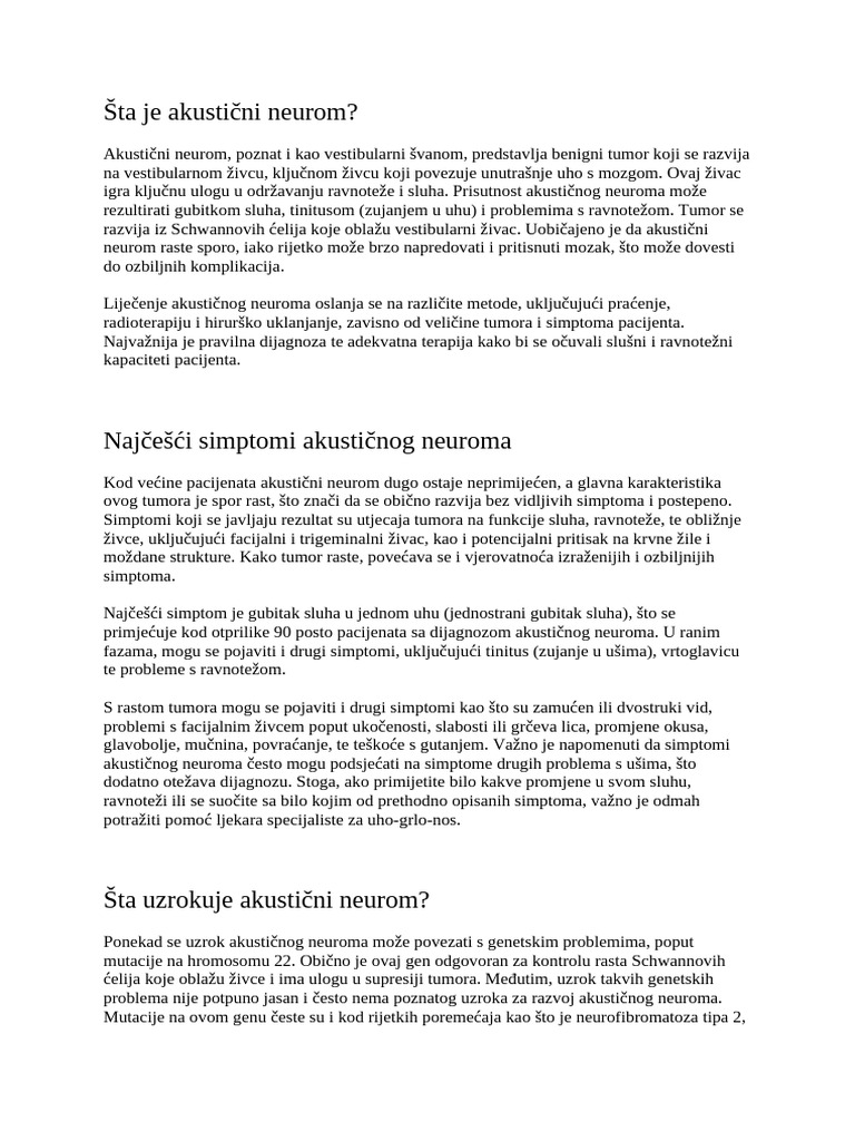 Akusticni Neurom | PDF