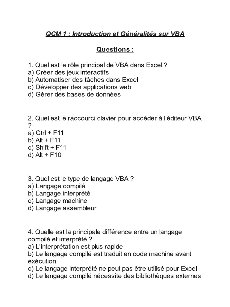 QCM 1 | PDF