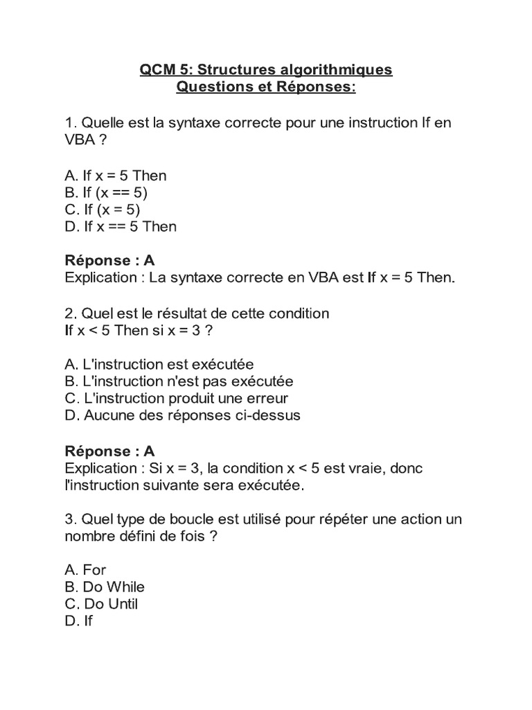 QCM 5 | PDF