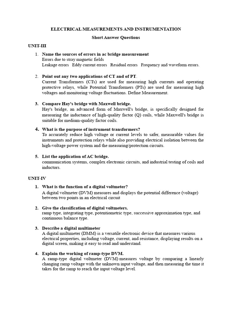 Electrical Measurements & Instrumentation Guide | PDF | Electric Motor ...