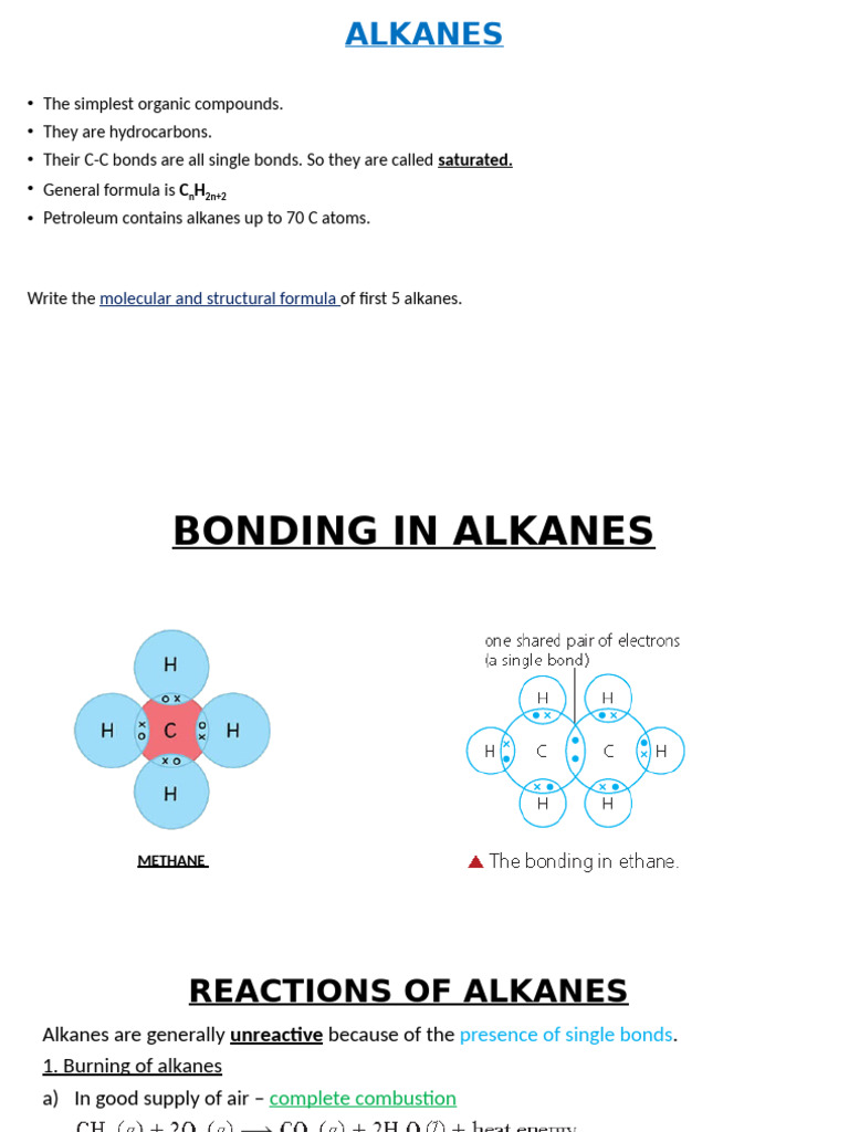 Understanding Alkanes: Properties & Reactions | PDF