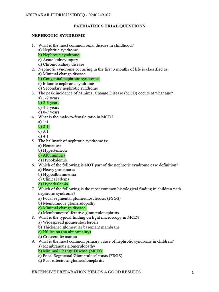 Paediatrics Trial Questions 250323 165358 | PDF | Anemia | Clinical ...