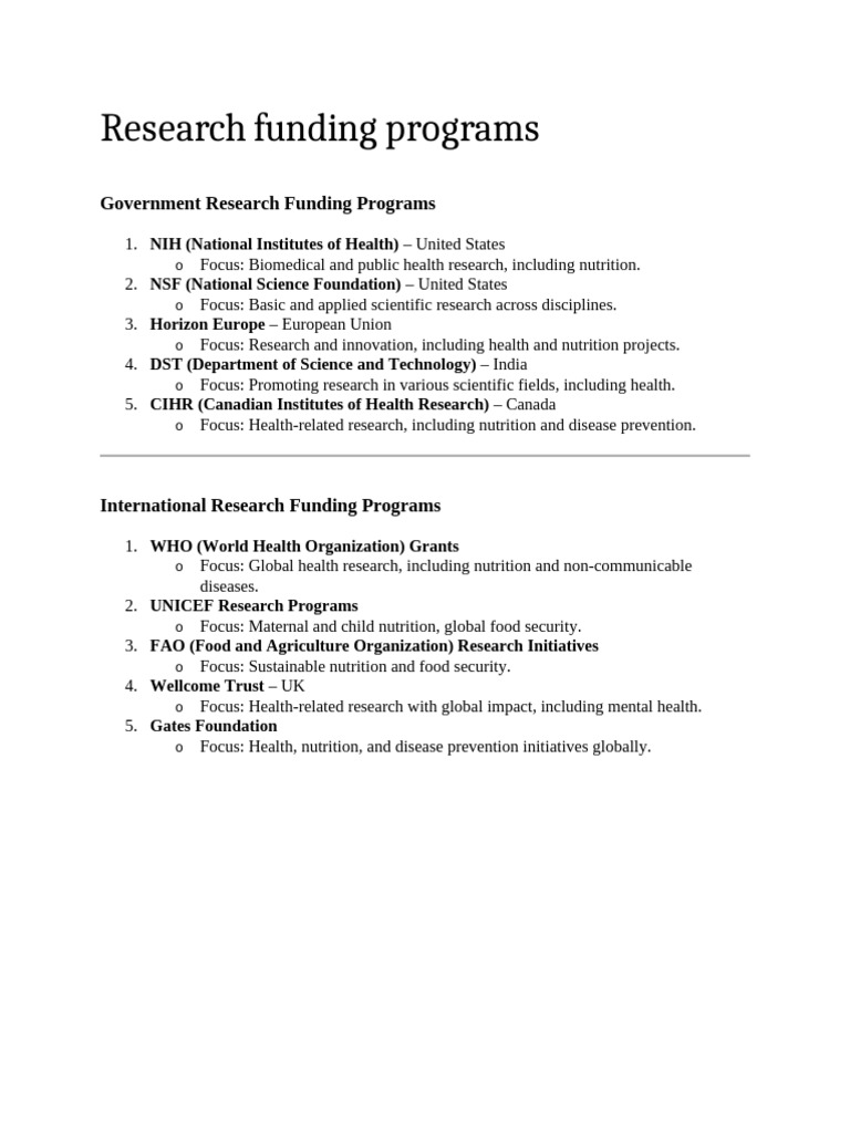 Research Funding Programs | PDF