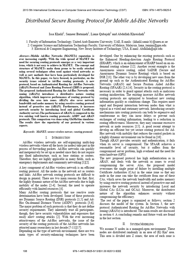 Distributed Secure Routing Protocol For Mobile Ad-Hoc Networks | PDF ...