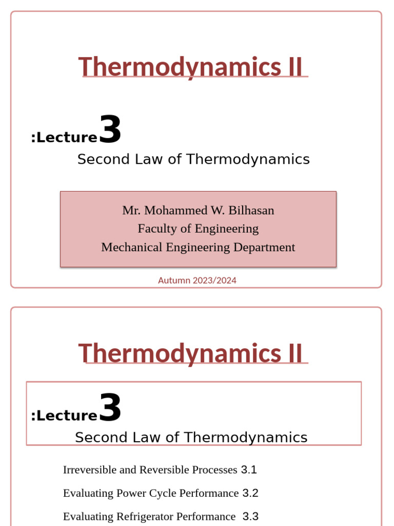 Thermodynamics II Lecture3 | PDF