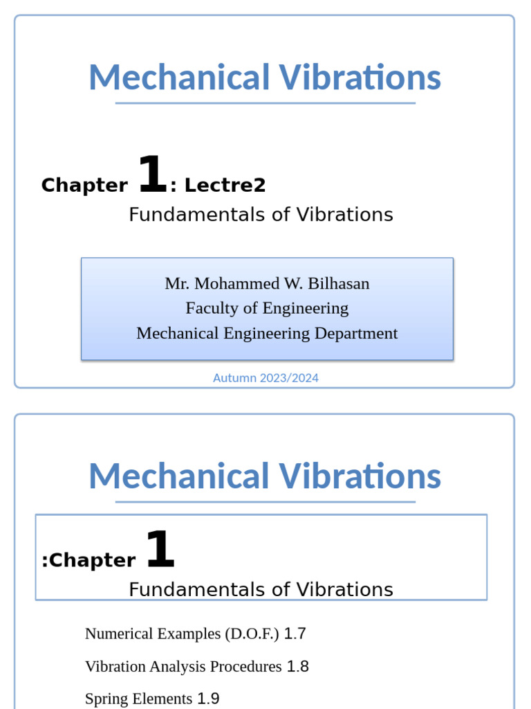 Mechanical Vibrations Lecture2 | PDF