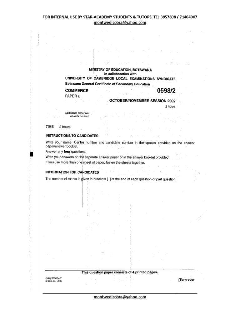 BGCSE Commerce pp2 2002 | PDF