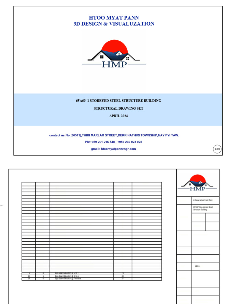 65'x60' Steel Structure Plans | PDF | Concrete | Strength Of Materials