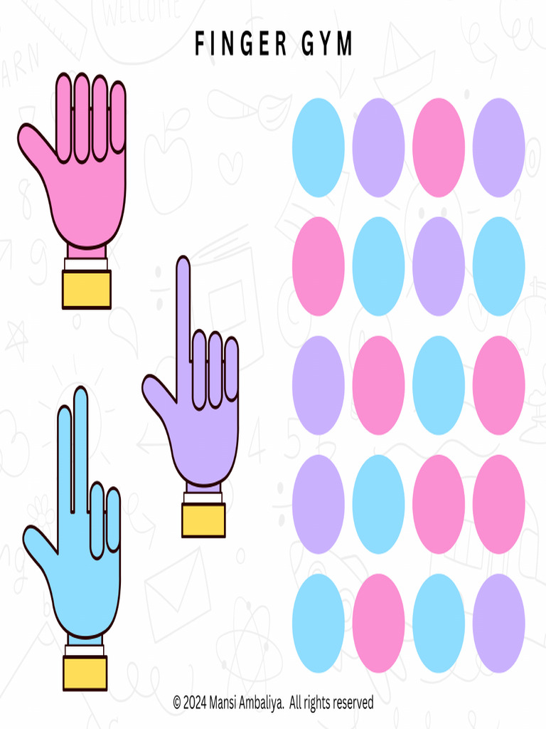 Finger Gym Brain Activity Worksheet For Kids | PDF