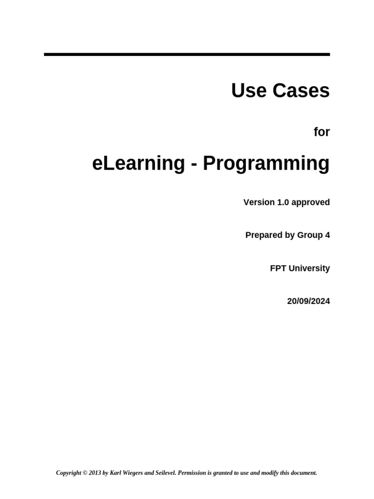 Group 4 - Use Cases For Elearning - Programming | PDF | Use Case | Password