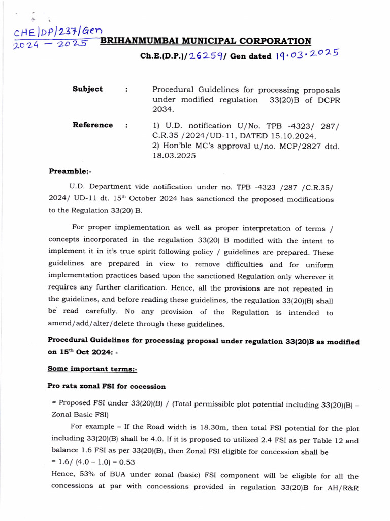 Guidelines for Regulation 33(20)B Redevelopment | PDF | Government ...
