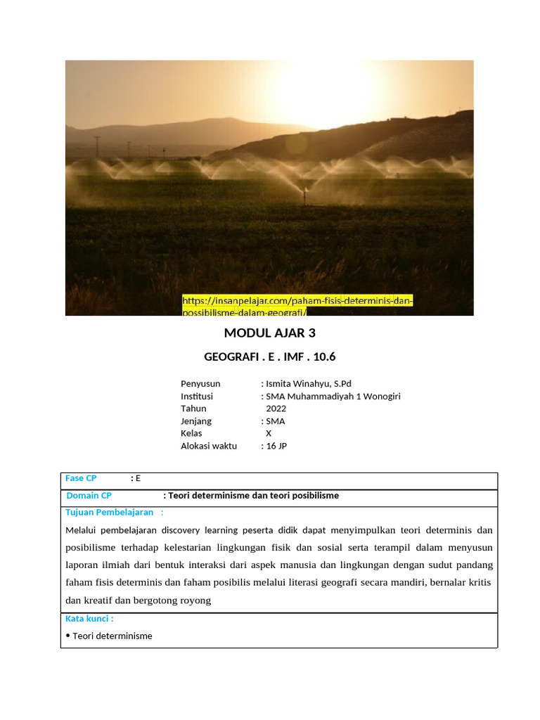 Teori Determinisme dan Posibilisme Geografi | PDF