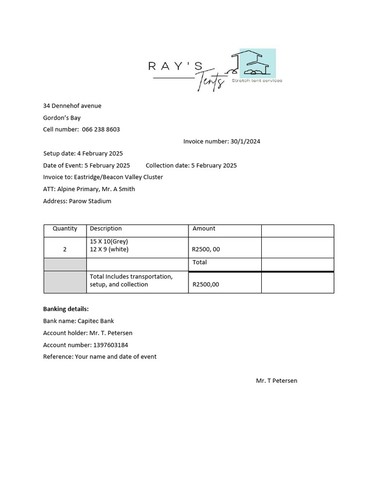 Tent Invoice Athletics cluster - Alpine Primary | PDF