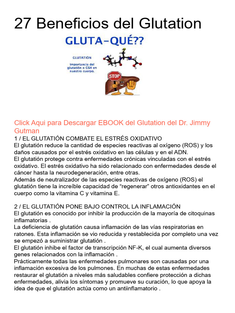 27 beneficios glutation | PDF | Glutatión | Estrés oxidativo