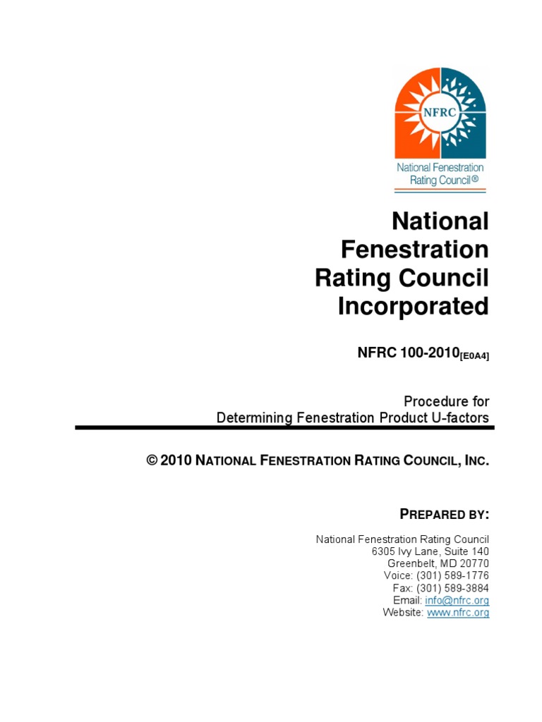 NFRC 100 - 2010 - E0A4 (April 2011) | PDF | Window | Door