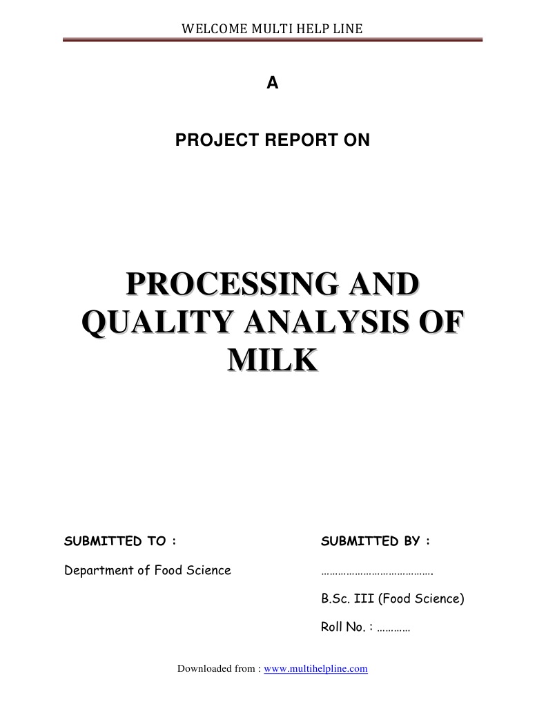Processing and Quality Analysis of Milk | PDF | Butter | Milk