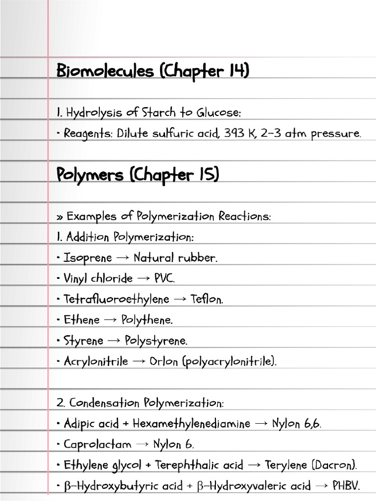 Biomolecules, Green Chemistry, Polymer chemistry handwritten imp notes ...