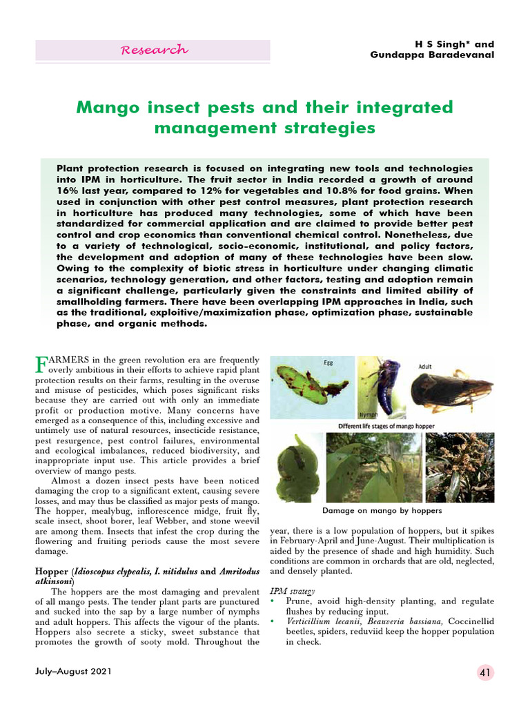 Ojsadmin, 15 Mango Insect Pests and Their Integrated | PDF | Pest ...