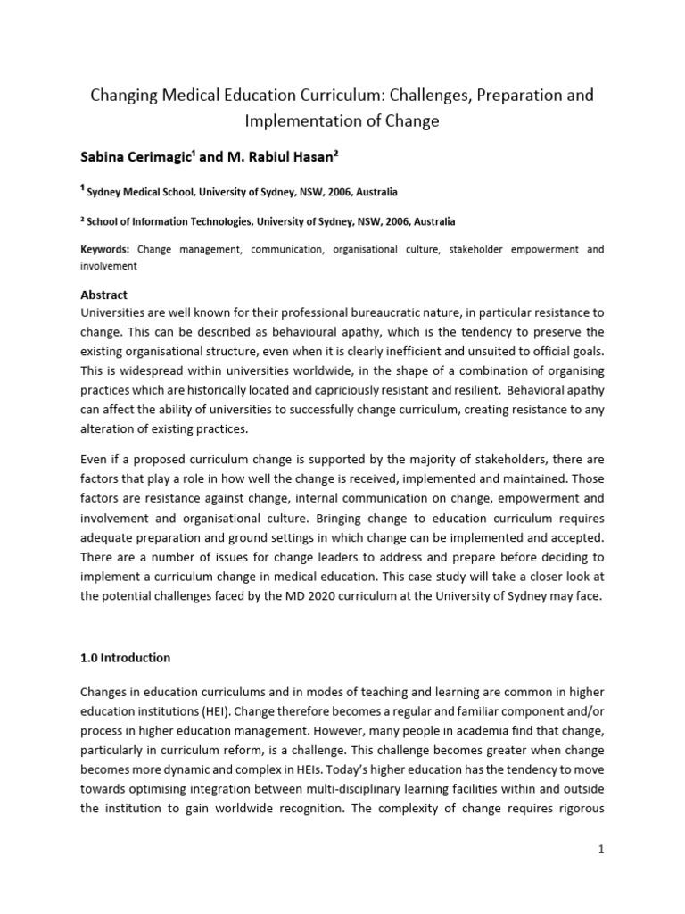 Changing Medical Education Curriculum Challenges P | PDF