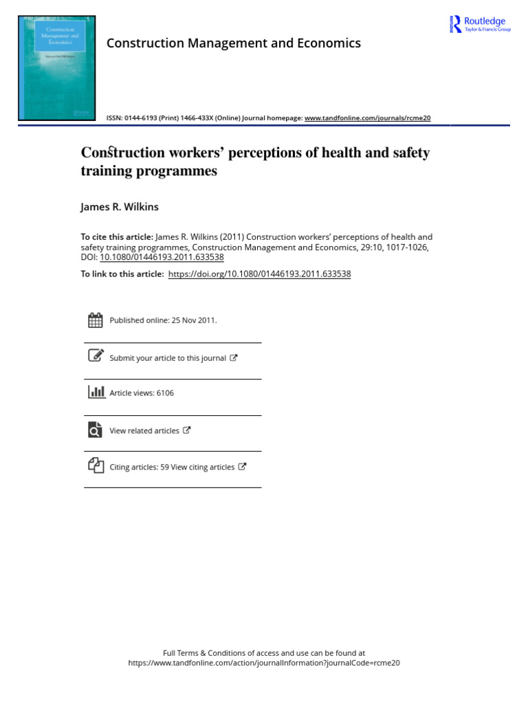 Construction Workers Perceptions of Health and Safety Training ...