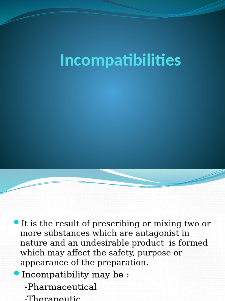 Types of Drug Incompatibilities Explained | PDF | Materials | Physical ...