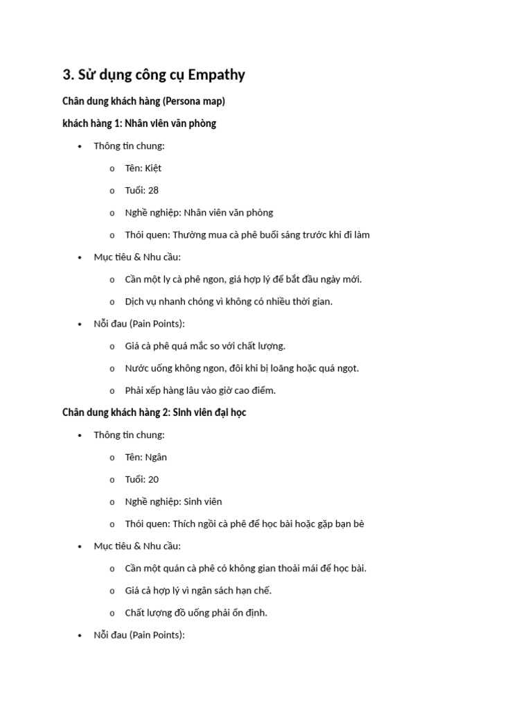 S D NG Công C Empathy: Chân Dung Khách Hàng (Persona Map) Khách Hàng 1: Nhân Viên Văn Phòng | PDF