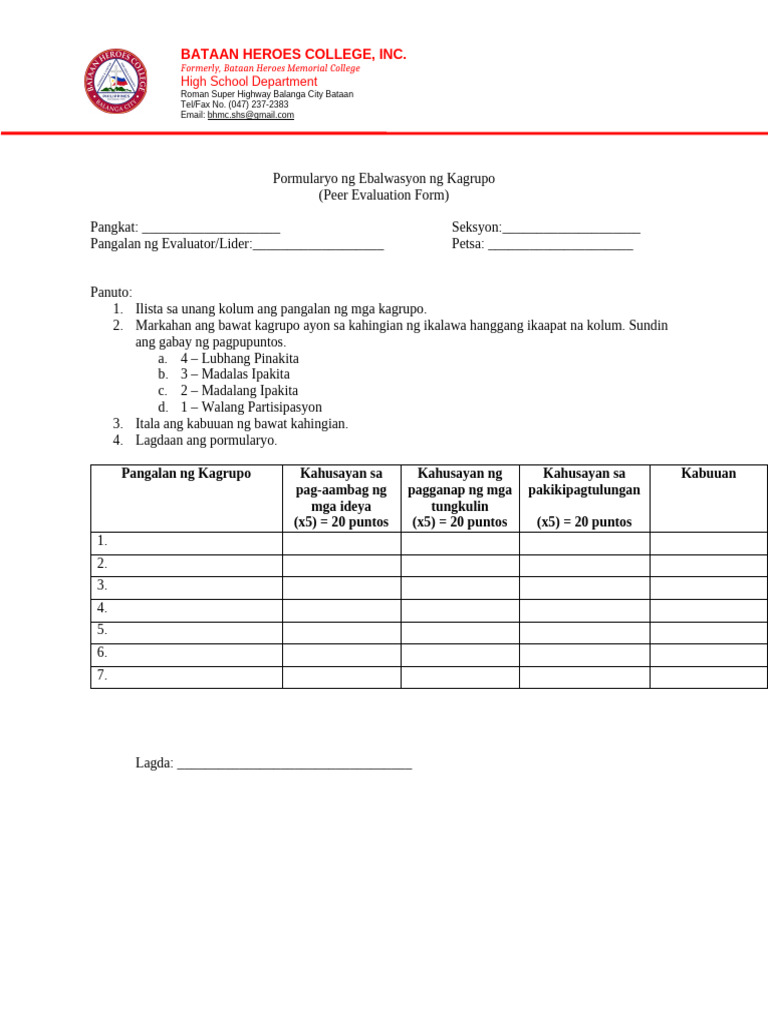 Peer Evaluation | PDF