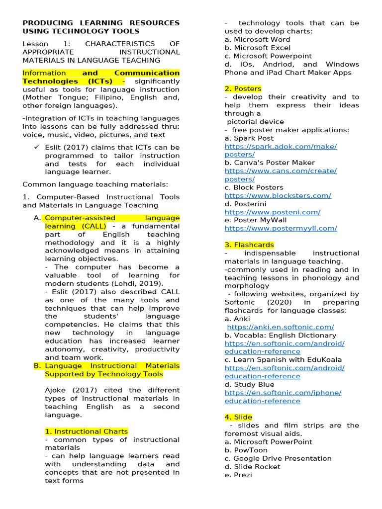 Technology Tools for Language Resources | PDF | Language Education ...